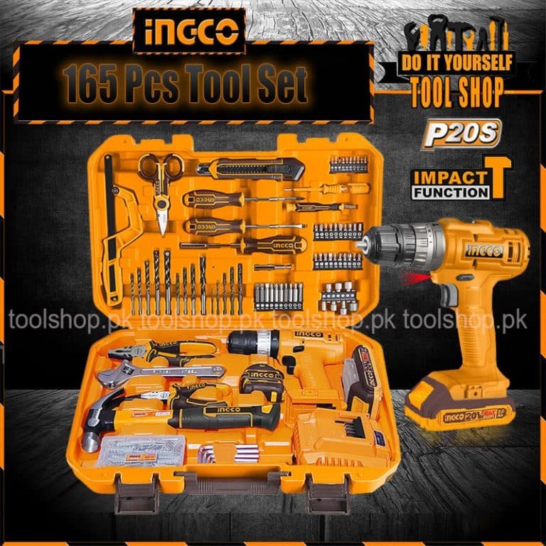 Ingco HKTHP11651 Tools Set 165Pcs with Impact cordless Drill