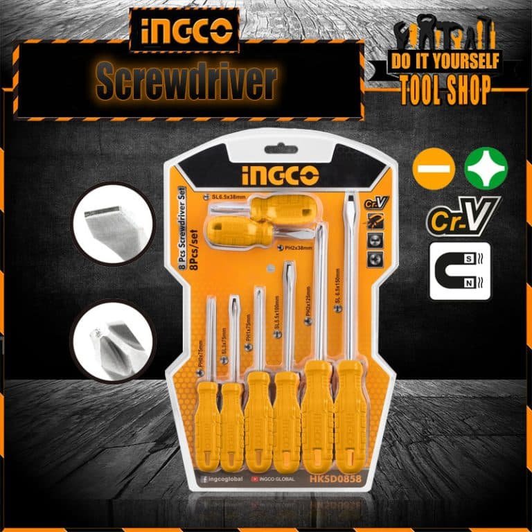 Ingco 8 Pcs Screwdriver Set - CrV Magnetic HKSD0858 ingco tool